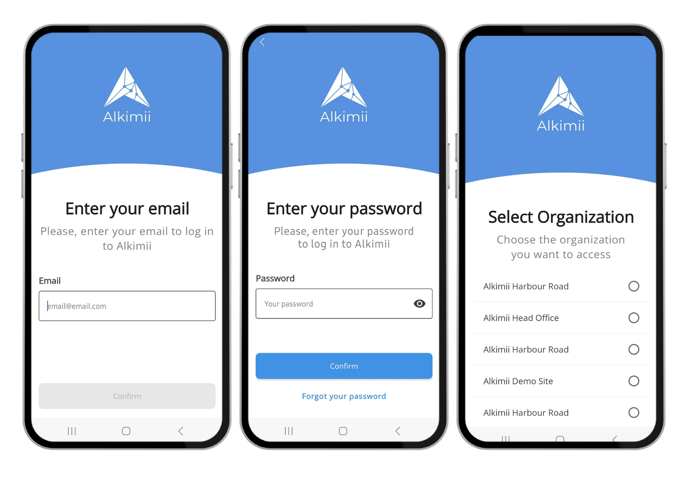 Alkimii Mobile App - First Time Login